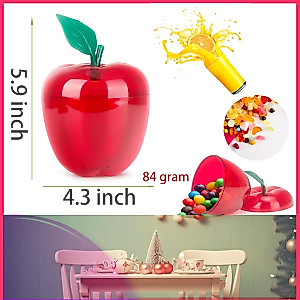 heffiso Apple Shape Cookie Jars, Apple Shaped Container, Plastic Candy Containers, Festival Cookie Container Set for Christmas Decoration, Lovely Candy Cookie Jar (6 in Red)