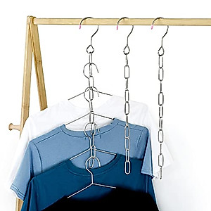 HAIZLUOP Metal Clothes Hanger - T Shirt Hangers - Closet Hangers Space Saver - 3 Pack - Silver