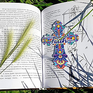 6pcs Cross Diamond Painting Bookmarks with Tassel Crystal Acrylic Diamond Art Bookmarks Rhinestone Diamond Drawing Bookmarks for Adults Kids Home Office School Gift Graduation Birthday Reading Faith