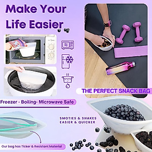 Silicone Bags Reusable Storage 2 Pcs Set -Reusable Sandwich Bags - Silicone Bags for Food Storage - Silicone Food Storage Bags - Reusable Freezer Bags - Snack Bag 1000ml (50 oz) & 1500ml (34 oz) Clear