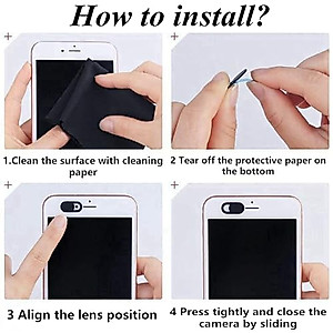 RIENER 30 Pcs Camera Cover, Webcam Cover Slide, Ultra-Thin Webcam Cover Slide for Laptop, MacBook, PC, Cell Phone and More Accessories，Protect Your Privacy and Security(Black)