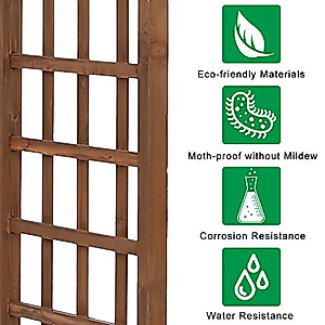 Outvita 7 Ft Wooden Garden Arbor Arch, Fir Wood Arbour Trellis, Pergola Archway for Wedding Ceremony Decoration Pergola Plant Climbing Rose Vines Lawn Courtyard Patio Dark Brown