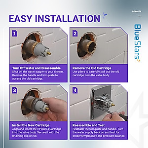 BlueStars RP46074 Shower Valve Cartridge - Single-Function Pressure-Balance Temperature Control- Compatible with Shower and Tub 13/14 Series Faucet