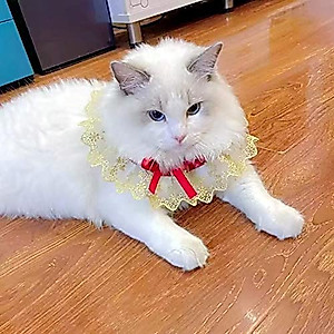 REBABA Pet Bandana Costume, Cat Dog Cute lace Bowknot Saliva Towel Dog Bib Scarf Kitten Bib Small Dog Cat Dress Up Accessories(XS,Pink)