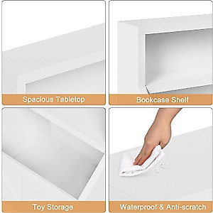 GAOMON Kids Bookshelf, Wooden Toy Storage Organizer with Cubby, Toddler Bookcases Fit for Playroom, Children's Room, Bedroom, Nursery School