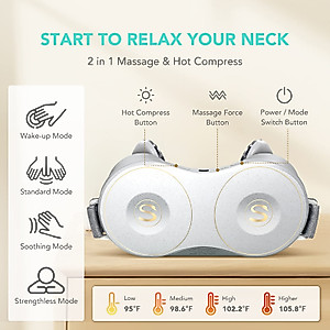 SKG H7 Neck Massager for Pain Relief Deep Tissue, Shiatsu Neck and Shoulder Massager 4D Electric Kneading Massager with Heating Relax at Home Office Car, Gift for Men Women, Maye Musk's Choice