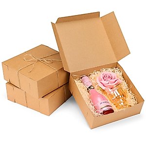 Moretoes Bakery Boxes, 8x8x3 Inch Bakery Containers Brown Kraft Paper for Cupcake, Cookies and Baked Goods Set of 15