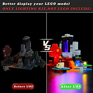 Xunsan LED Light Kit for Lego Minecraft The Ruined Portal 21172 Building Blocks, Lighting Kit Designed for Lego 21172 Set, Standard Version - NOT Included Lego Model