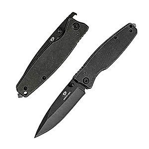 Mossy Oak Folding Pocket Knife - 7 inch EDC Stainless Steel Drop Point Blade Knife - Multi-Functional Tool with Bottle Opener - Liner Lock Handle (Black Stone Wash)