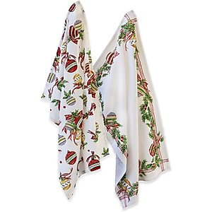Boston International Cotton Kitchen Dishcloth Tea Towels, Set of 2, 28 x 18-Inches, Christmas Bells