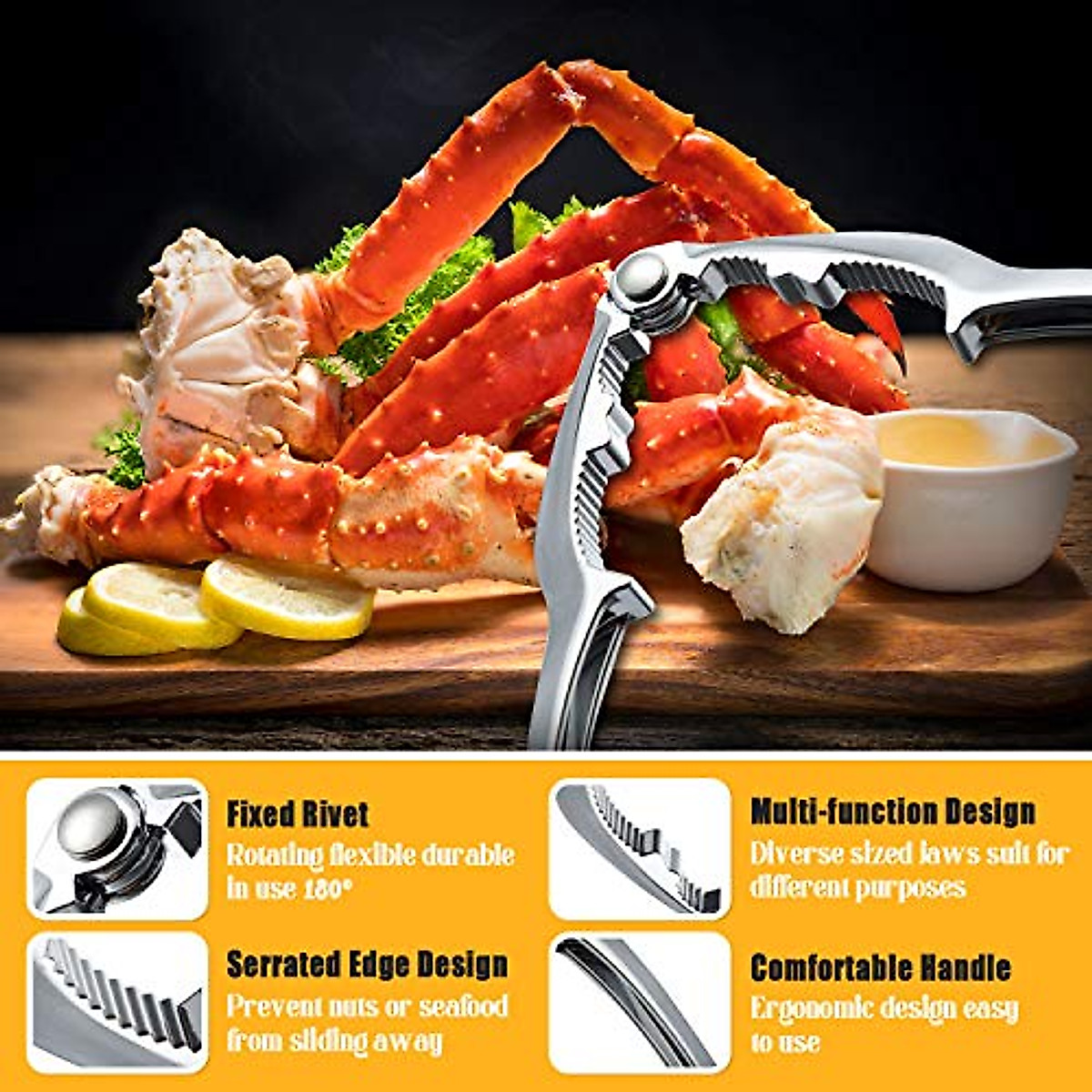 Crab Crackers and Tools, 16 Pieces Lobster Crackers Crab Crackers Sets Seafood Tools Set Nut Crackers Tools