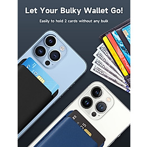 Kimguard [2 Pack] Magnetic Card Wallet Holder with Mag-Safe for iPhone 14 Pro Max/14 Plus/14 Pro/14, for iPhone 13 Pro Max/13 Pro/13/13 Mini, for iPhone 12/12 Pro/12 Max/12 Mini, Black & Blue