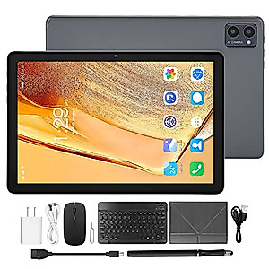 FOLOSAFENAR Office Tablet, Tablet PC Dual Camera US Plug 100‑240V 10.1 Inch FHD Octa Core CPU 4G LTE 5G WiFi for Home (Grey)