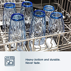 CREATIVELAND Drinking Glasses Tumbler Light Blue Set of 8, for Water,Cocktail,Juice,Beer,Iced Coffee,Clear Blue Glassware for Kitchen,Thick & Heavy Glass Highball Glasses with Heavy Base 15.8oz/13.7oz