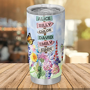 So Many Pets Personalized Gnome I Love Being A Nana Mimi Grandma Tumbler Cup with Grandkids Names, Gift For Grandmother Granny Grammy Birthday Gifts 20oz 30oz Insulated Coffee/Tea with Lid