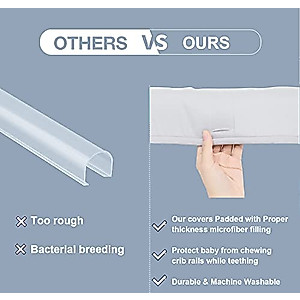 EVATONTT Críb Rail Cover 3-Piece, Críb Rail Covers for Teething Wrapped Rail Cover, Thicken Críb Rail Guard for Críb Teething Guard, Baby Críb Biting Guard for Boys and Girls(Grey)