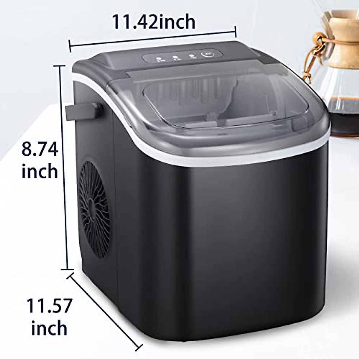 Xbeauty Ice Makers Countertop,Protable Ice Maker Machine with Self-Cleaning, 26Lbs/24H,9 Ice Cubes/8 Mins, Ice Scoop, and Basket for Home/Kitchen/Office/Party-Black