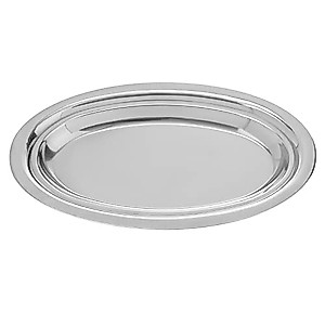FRCOLOR Stainless Steel Oval Platter 26CM Fish Plate Appetizer Dish Snack Plate Kids Carvery Plate Serving Tray for Steaming Fish Dessert Meat Sushi Silver