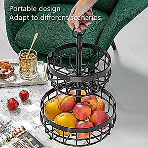 Baoz 3 Tier Fruit Basket For Kitchen Countertop Metal Wire Fruit Bowl Holder Triple Layer Detachable Fruit storage Tray Rack Stand for Storing Veggies Bread Snacks, Black