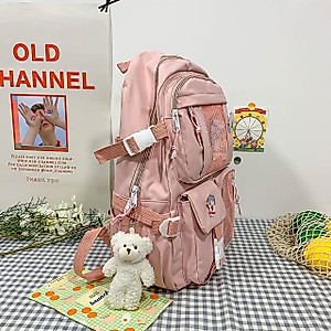 Cute Backpack Kawaii School Supplies Laptop Bookbag, Back to School and Off to College Accessories (Pink)