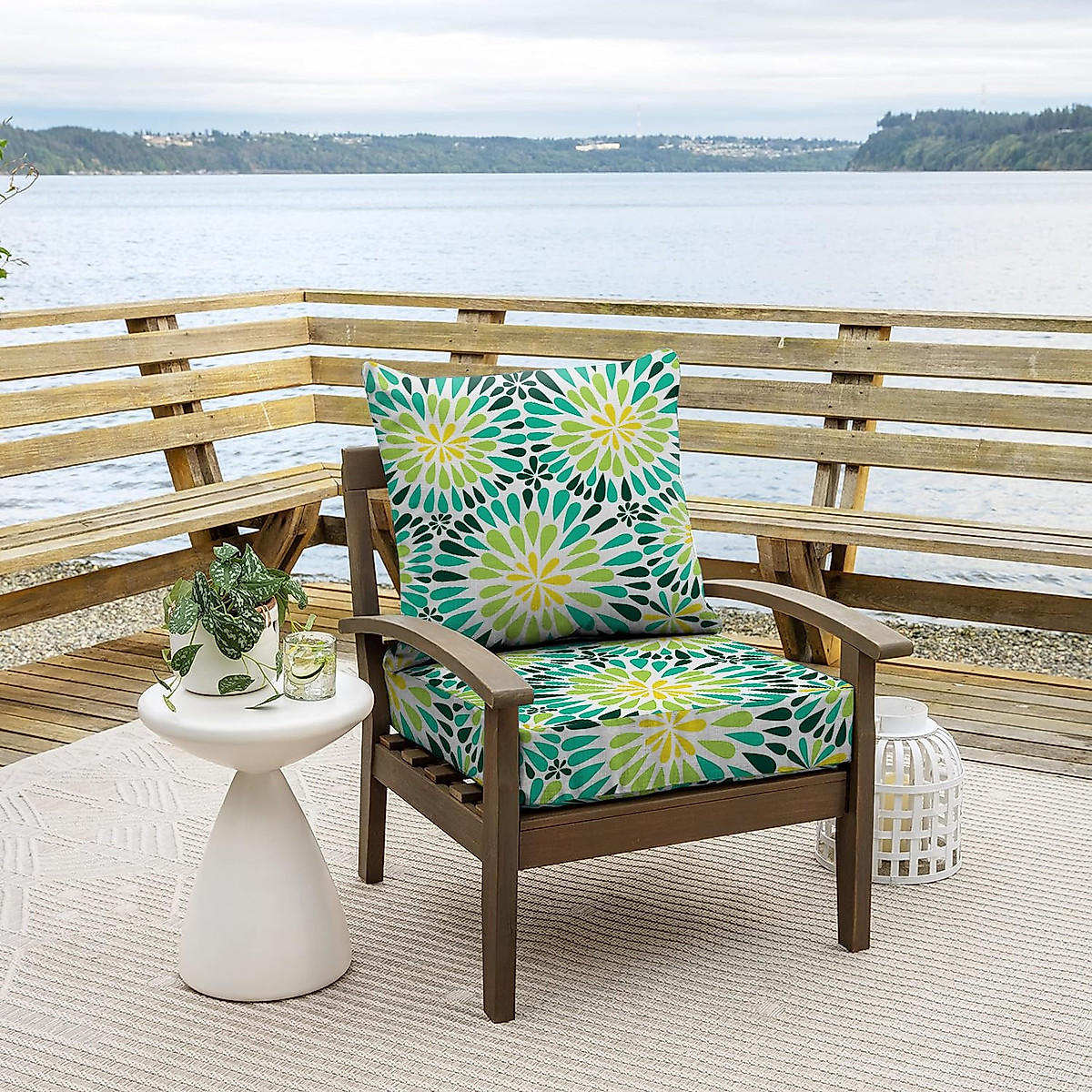 All Smiles Outdoor Seat Cushions for Patio Furniture Set of 24x24 Inch for Waterproof Replacement Cushions with Removable Cover for Chair Yard Garden Deck