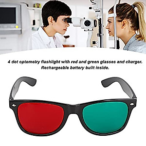 ZJchao Ophthalmic Portable Metal Worth 4 Dot Test Light, Ophthalmic Optical Devices Instruments with Red Green Glasses for Ophthalmologists, Orthoptists and Optometrists Eye Examination