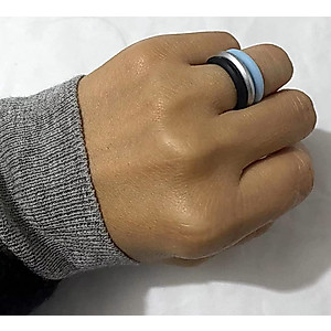 AZYOUNG Womens 3mm Wide Dome Top Silicone Wedding Ring 10pcs Pack Pink Gold Stackable Rubber Bands - US Size 4-8 (4)