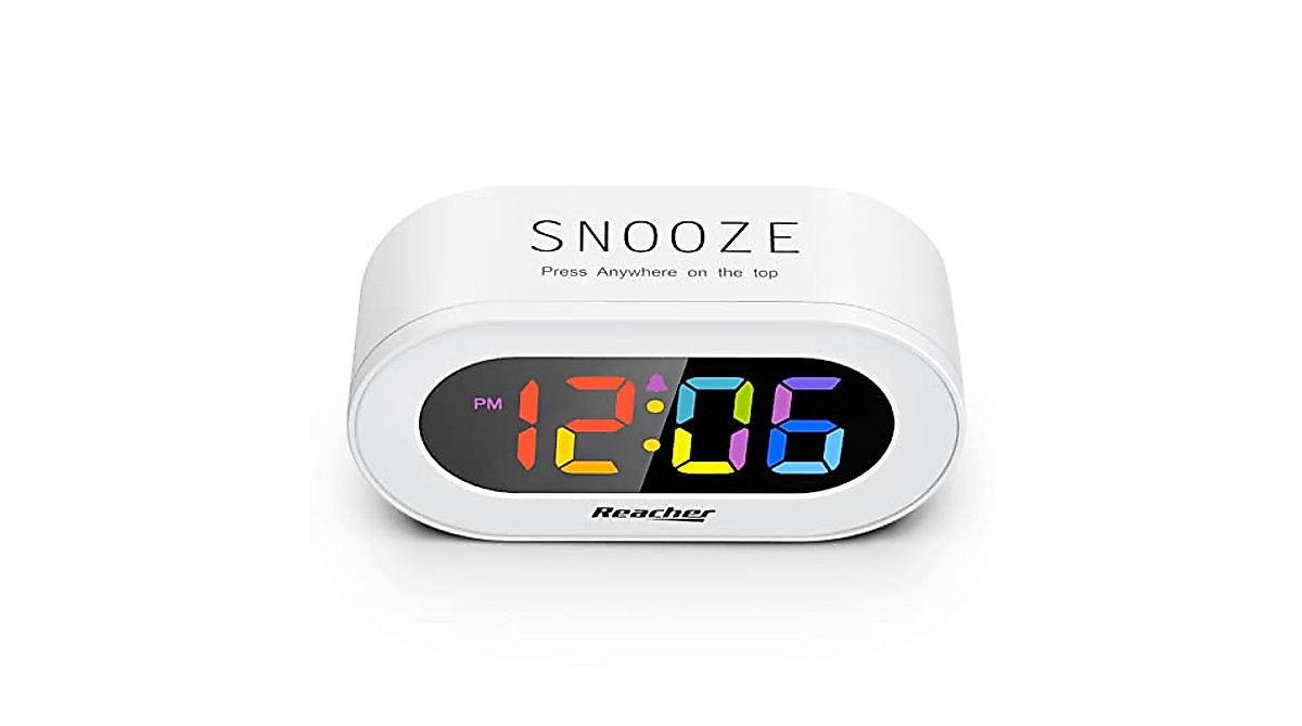 REACHER LED Digital Alarm Clock with Brightness Dimming & Snooze