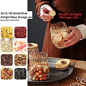FANTESTICRYAN Glass Coffee Nuts Canister Airtight Storage Jar Petal Decorative Container with Bamboo Lid Metal Handle Easy to Grasp 700ml, 23 FL OZ