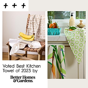 GEOMETRY Kitchen Towels - Quick Dry Microfiber Cloth Dish Towels for Kitchen Drying - Premium Quick Dry Towel (Lemonade Lines, 18" x 30" (2-Pack Set))