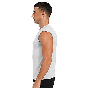 Hedmy Men's Sleeveless T-Shirt Basic Mock Turtleneck Slim Fit Undershirt Pullover Thermal Tank Tops White X-Large