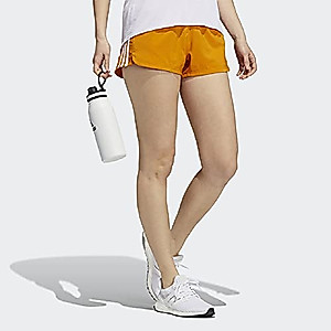 adidas Women's Pacer 3-Stripes Woven Shorts, Focus Orange/White, Medium