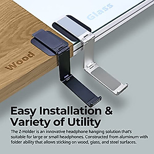 Zalman Folding Magnetic Headphone Holder, Collapsible and Foldable Headset Holder for Gaming, Powerful Magnet for Mounting on Computer Case, Holds up to 4 LB (ZM-FH10 Black)