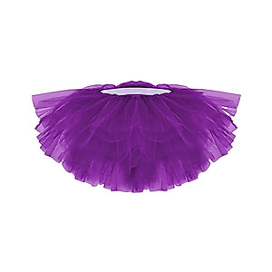 Tutus for Women Adult Tutu Tulle Skirts Costumes for Women 5 Layered Womens Purple Tutu Skirts for Girls Teens Halloween Ballet Minion Sexy Witch Purge Mario Mike Wazowski Sully Cookie Monster Crayon