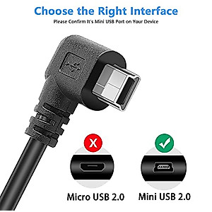 PASOW Mini USB Charging Cable USB 2.0 A-Male to Mini-B Car Vehicle Power Charger Adapter Cord for Dash Cam Rearview Mirror Cam Backup Camera (11.5FT, Right Angle)