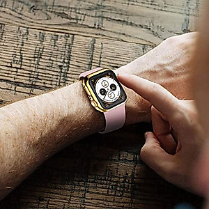 HANKN 40mm Case Compatible with Apple Watch Series 4 5 6 Se 40mm Tempered Glass Screen Protector Case, Full Coverage Shockproof Iwatch Bumper Cover (40mm, Gold)
