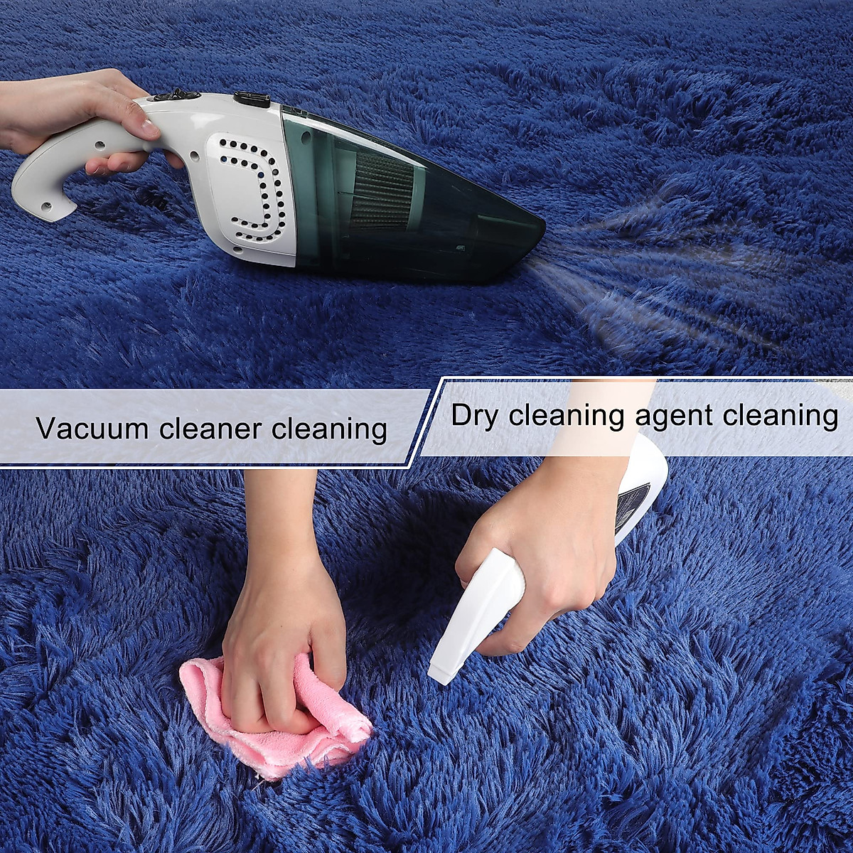 PAGISOFE Fluffy Shaggy Area Rug, 5x8, Plush Shag Rugs for Living Room Bedroom, Shaggy Furry Rugs for Girls Boy Baby, Soft Rugs for Nursery Kids Room, Fuzzy Toddler Room Rug, Light Navy