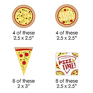 Big Dot of Happiness Pizza Party Time - Paper Straw Decor - Baby Shower or Birthday Party Striped Decorative Straws - Set of 24