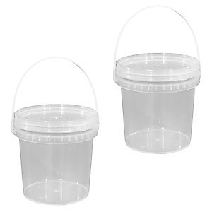 UPKOCH 2Pcs Ice Cream Tub with Lid and Handle Clear Plastic Ice Cream Pails Container for Homemade Ice- Cream Storage 2L