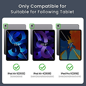 ZtotopCases for iPad Air 5th/4th Gen 10.9 Inch 2022/2020, iPad Pro 11" 2018 1st, Built-in Screen Protector, Shockproof Cover+ Kickstand - Black