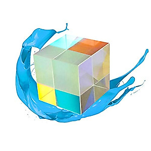 POPETPOP Toys Stained Glass Optical Glass RGB Dispersion Prism, Optic Prism Cube X- Cube Glass Prism Cube for Teaching of Photo Effects, Optics and Decoration Physics Toys Toys