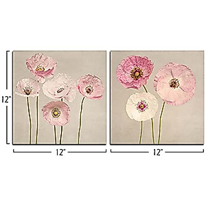 Gardenia Art - Pink Flowers Modern Canvas Wall Art 12x12 inch,2 Pcs, Stretched and Framed
