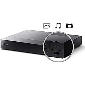 Sony BDP-BX370 / BDP-S3700 Blu-Ray Disc Player with Built-in Wi-Fi | HD Blu-ray Disc Playback, Bundle Incl. Remote Control, Cleaning Kit, High Speed HDMI Cable, Ear Buds