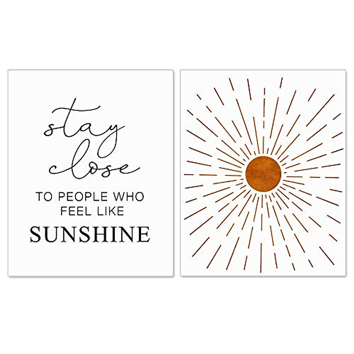Abstract Sun Art Print, Boho Decor, Stay Close to People Who Feel Like Sunshine, Sunshine Wall Decor, Wall Art Set, Sun Wall Decor, Set of 2 Prints - 8x10 inch - No Frame