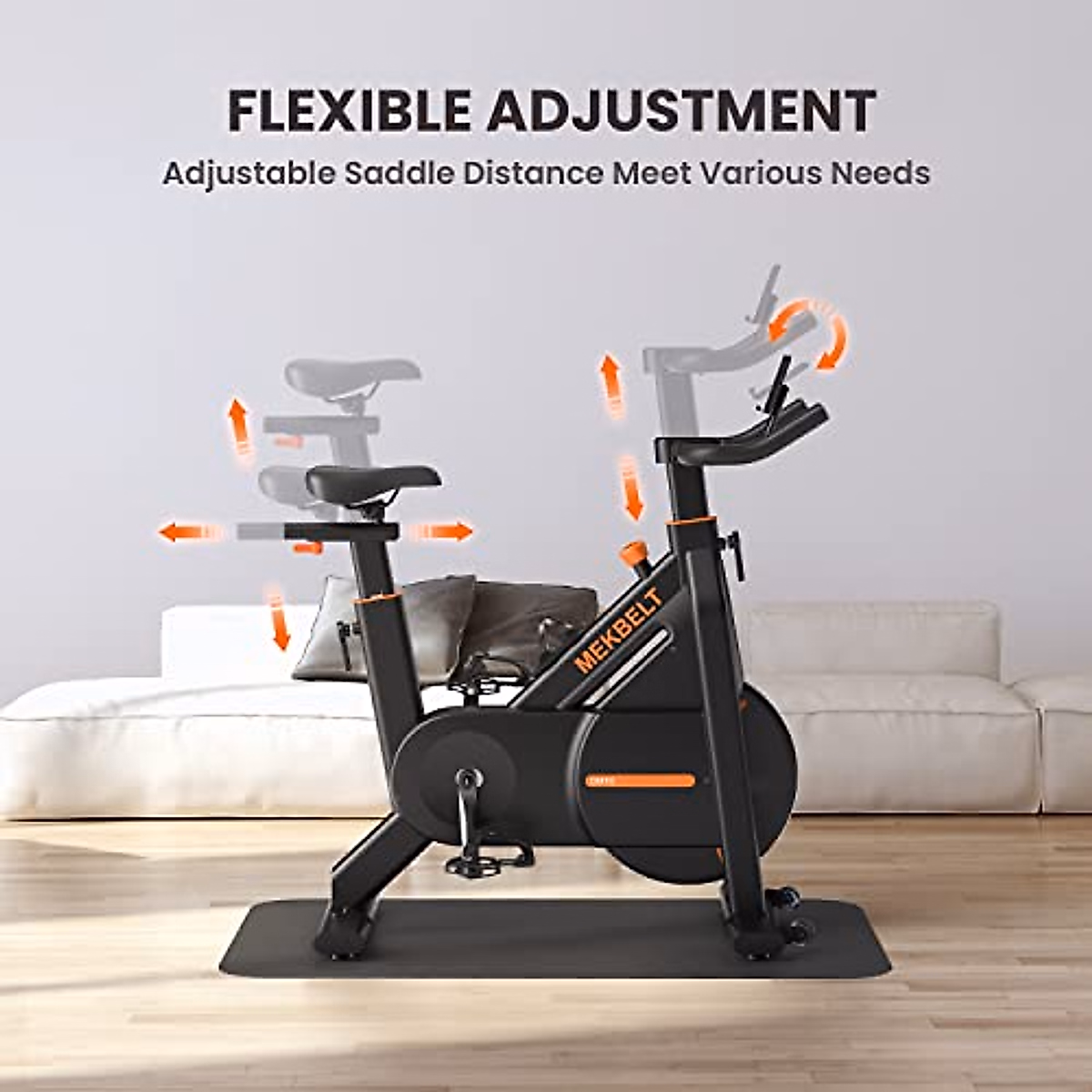 Mekbelt Exercise Bike with Magnetic Resistance, Indoor Cycling Stationary Bike Supports Smart Bluetooth Connectivity with Tablet Holder & Comfortable Seat Cushion, Compatible with Zwift for Home Gym (Black)