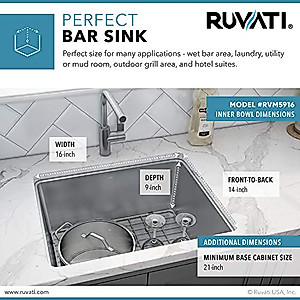 Ruvati 18-inch Undermount Bar Prep Kitchen Sink 16 Gauge Stainless Steel Single Bowl - RVM5916