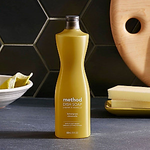 Method Gel Dish Soap, Lemongrass, Biodegradable Formula, Tough on Grease, 18 Fl Oz (Pack of 4)