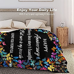ZCBEQ Wedding Anniversary Blanket Gifts Couple Romantic Anniversary Throw Blanket Happy Anniversary for Him Her Wife Husband Parents 60"X50"