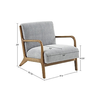 Arm Chair Gray, Living Room Chairs Trendy Accent Seating Solid Wood Comfy Modern Home Furniture 32.75" L X 27.50" W X 29" H