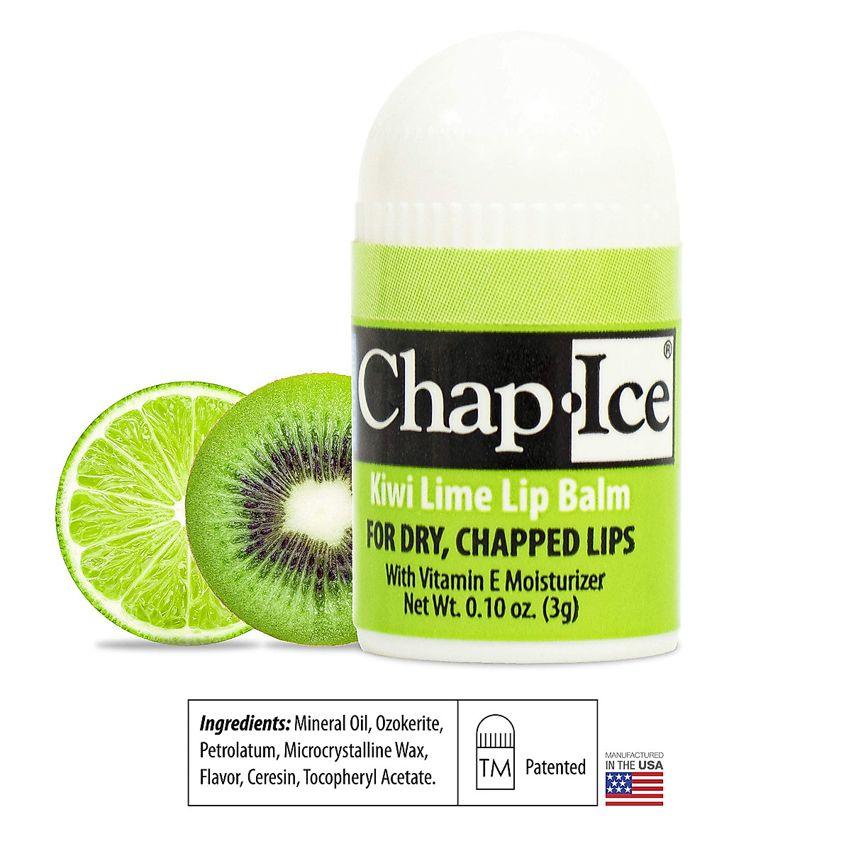 Chap-Ice® | 12-Count Assorted Mini Lip Balm Pack & 1 Lip Balm Keychain with Swivel Clip | Made in USA | 4 Flavors - Cherry, Citrus Orange, Kiwi Lime, & Beeswax (0.10oz/3g Each)